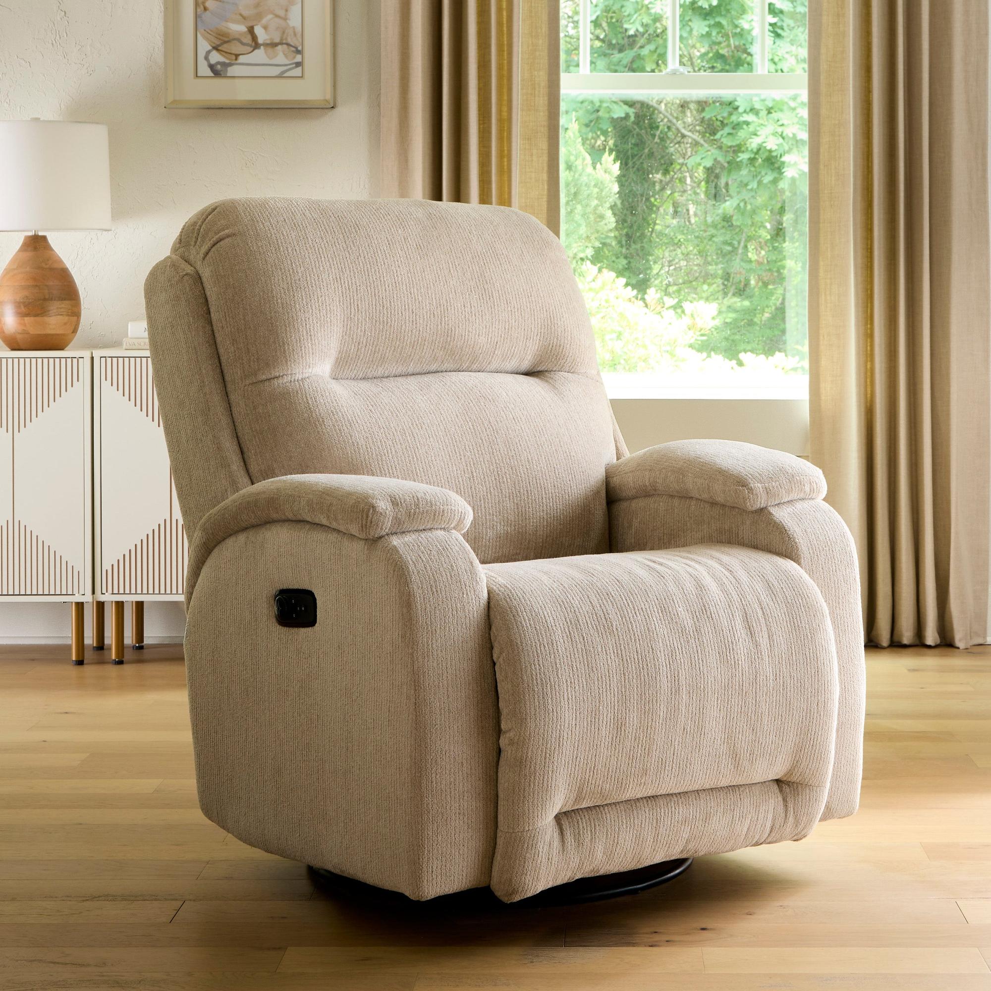 Storytime Maverly Power Cozzia Swivel Glide Recliner with Heat & Massa ...