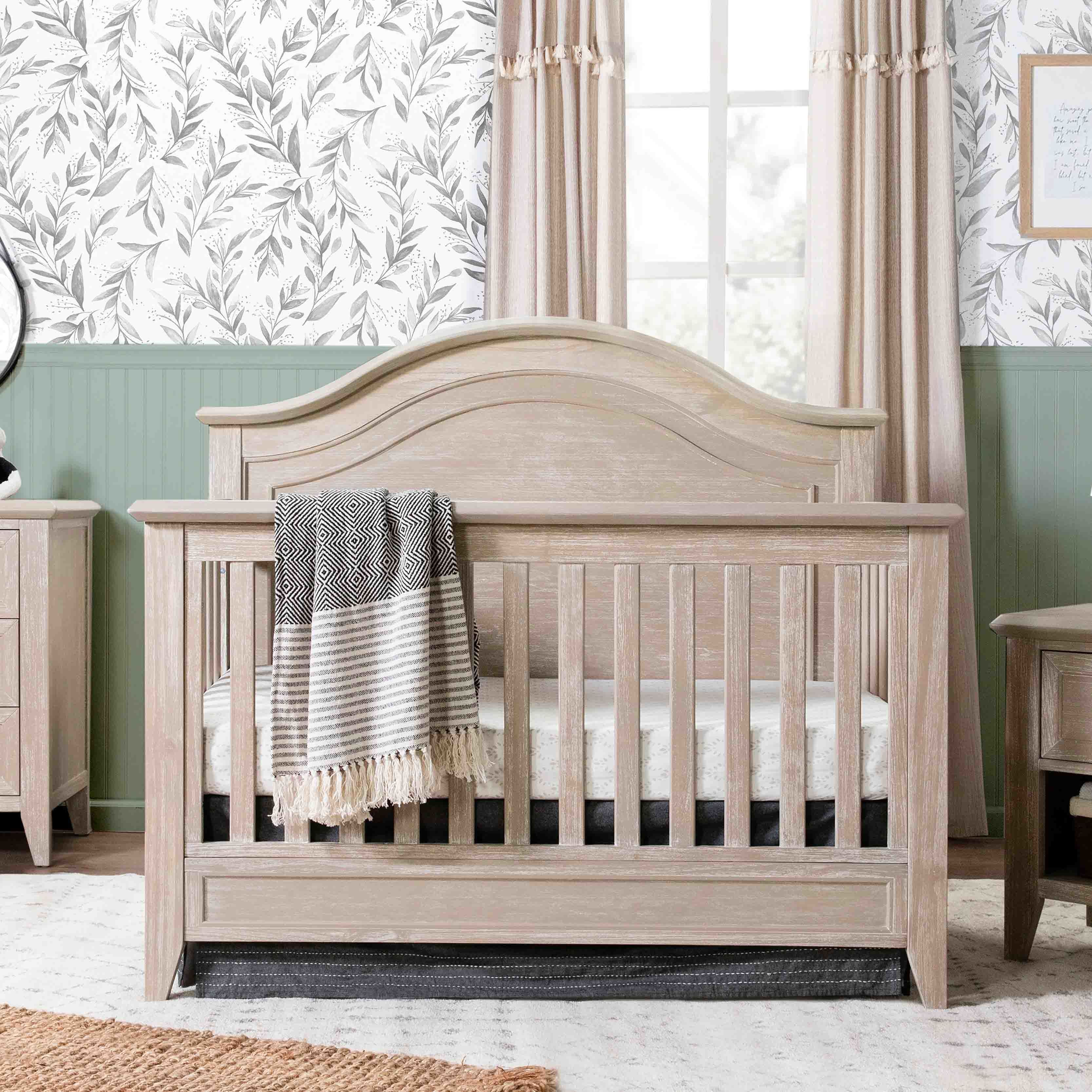 Monogram by Namesake Beckett Rustic 4-in-1 Convertible Curve Top Crib ...